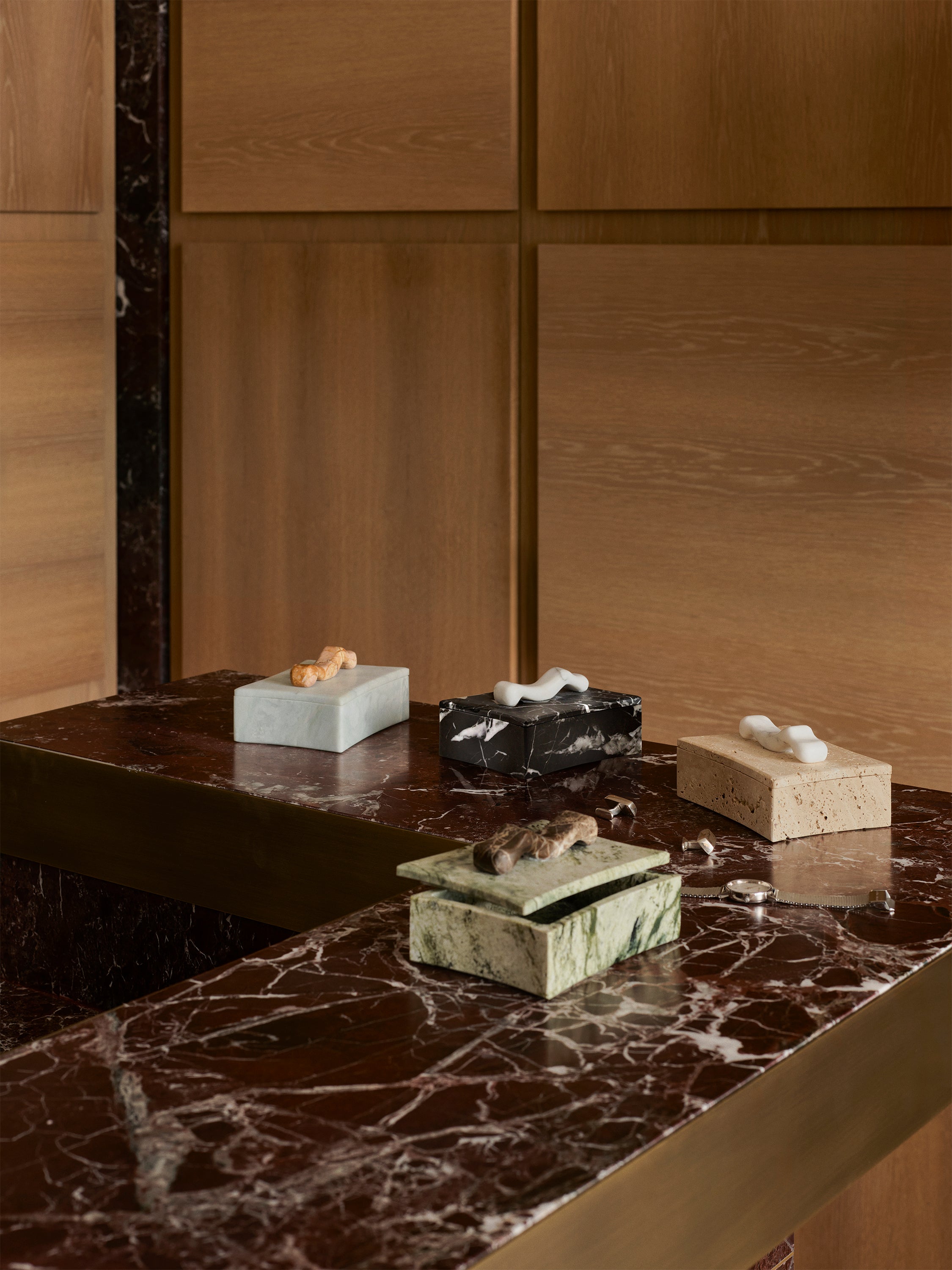 Greg Natale | Stella Box Travertine & Arabescato – THREE OVER SIX